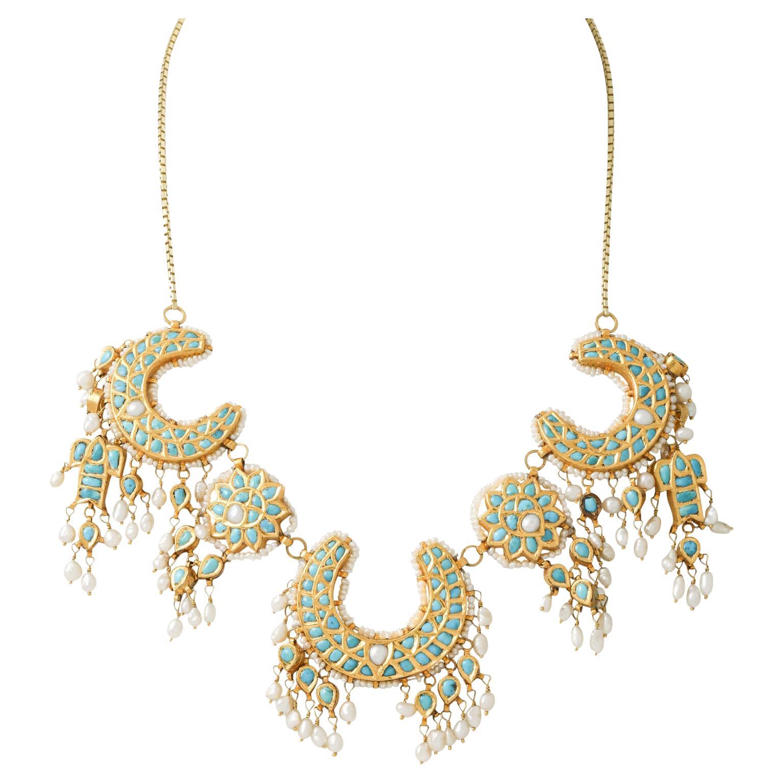 Victorian Pave Turquoise and Pearl Sparrow Necklace For Sale at 1stDibs ...