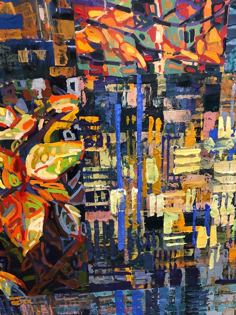 Ned Martin - 'Echoes', Bold Abstract Contemporary Floral Graffiti Oil ...