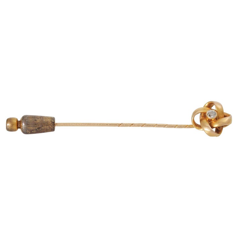 Needle 'knot' with old European cut diamond approx. 0.15 ct, For Sale ...