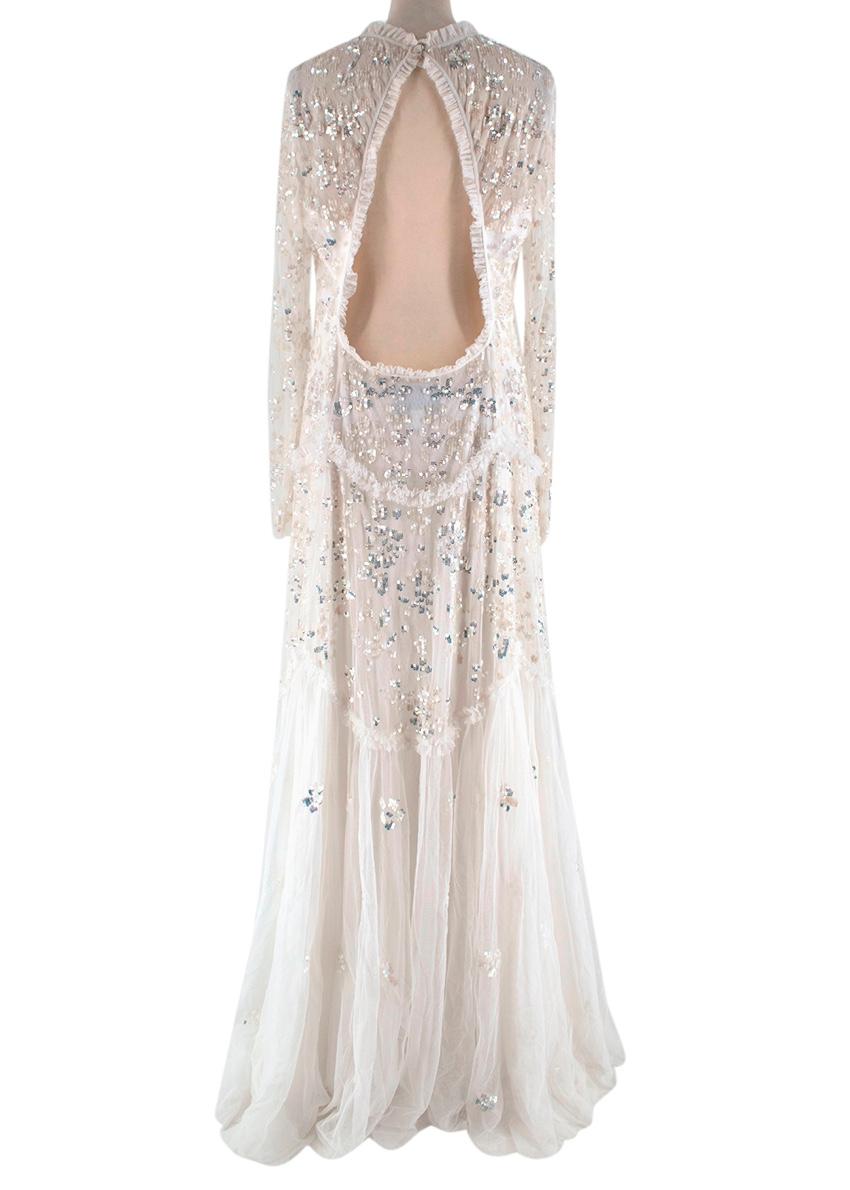 Needle and Thread Ivory Mesh Sequin Embellished Bridal Gown - Size US ...