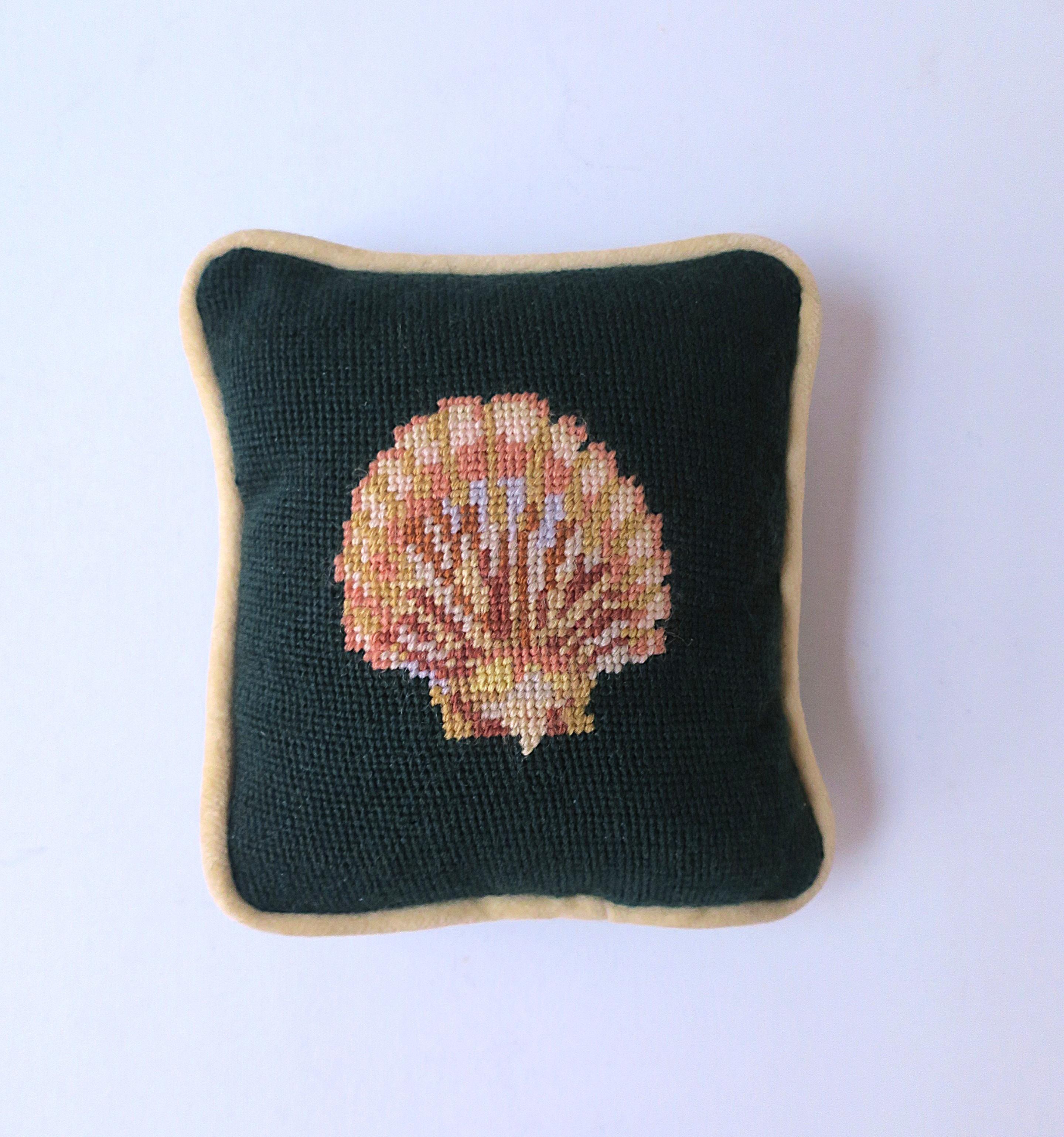 Needlepoint Pillow Scallop Seashell For Sale at 1stDibs