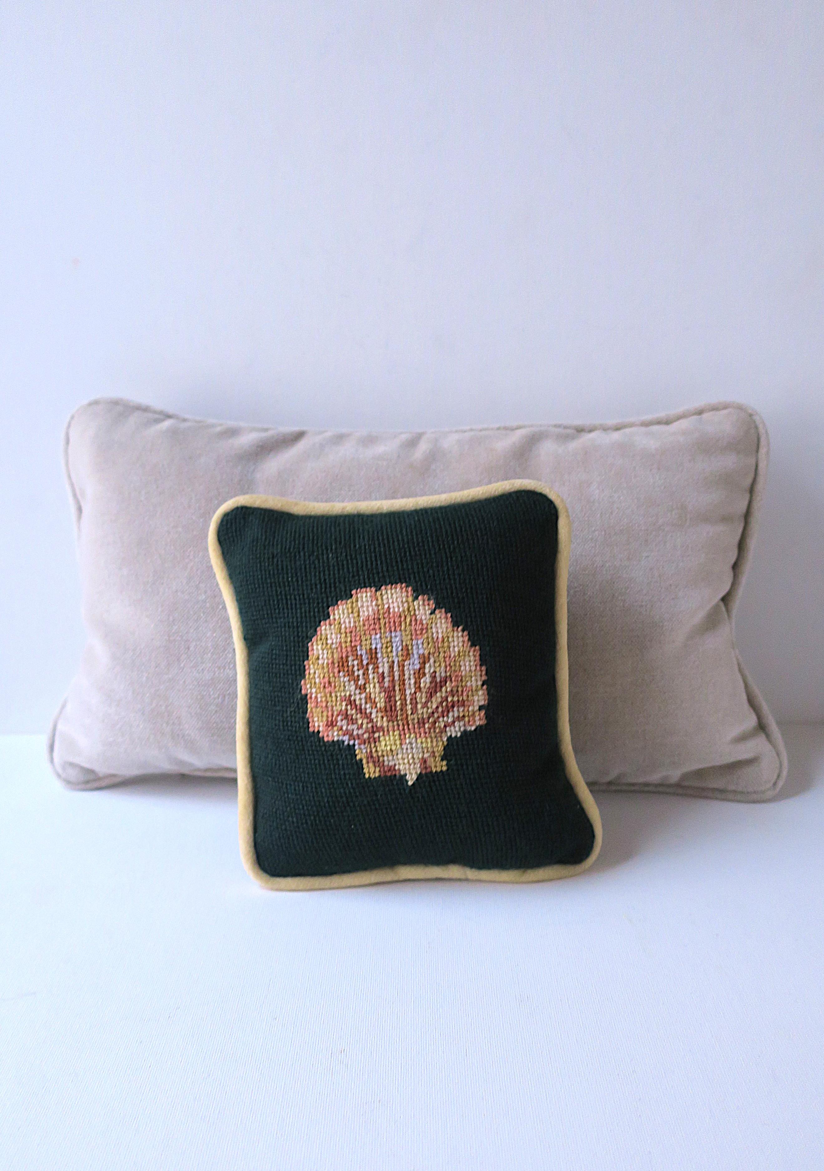 Needlepoint Pillow Scallop Seashell For Sale at 1stDibs