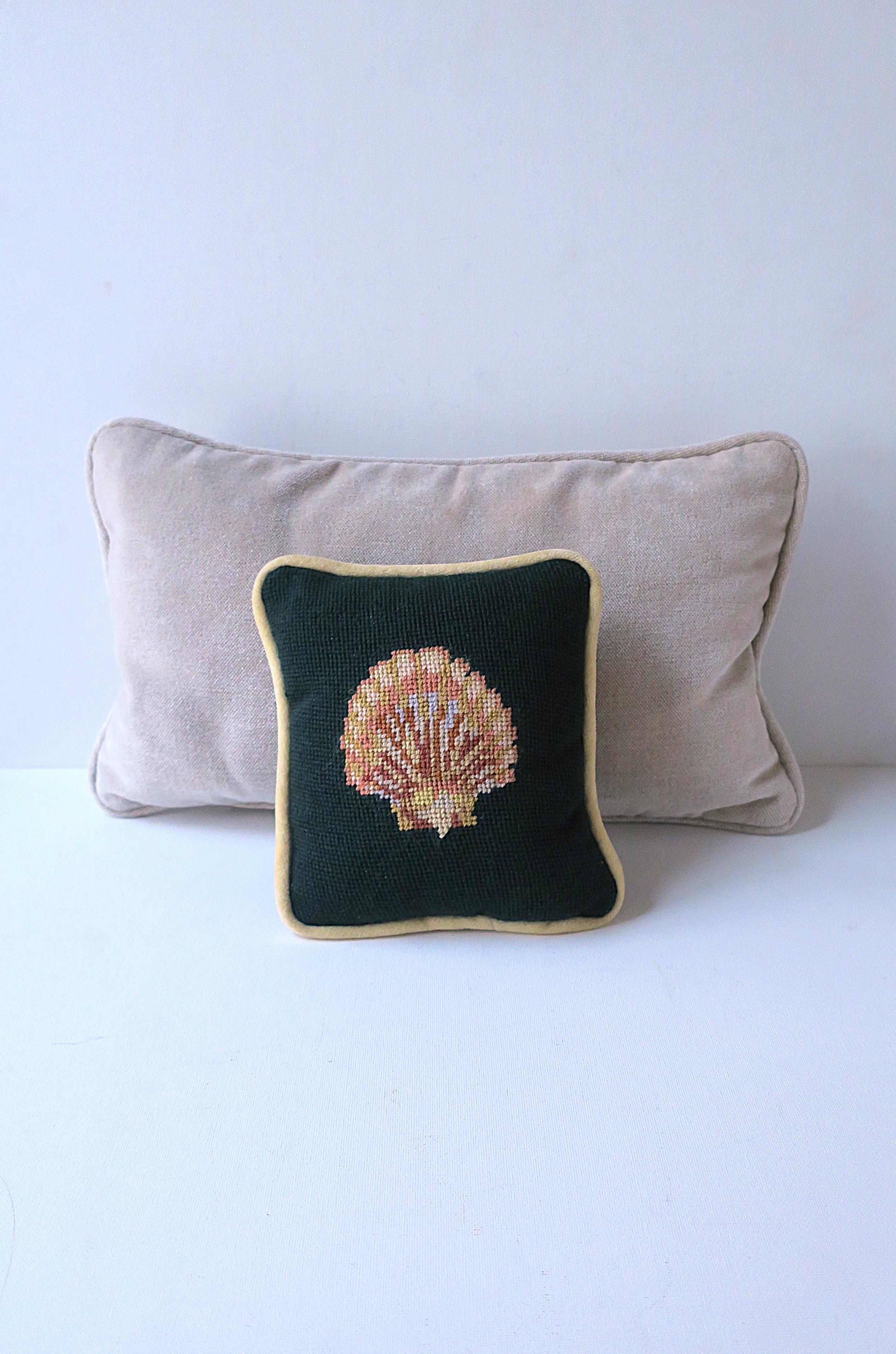 Needlepoint Pillow Scallop Seashell For Sale at 1stDibs