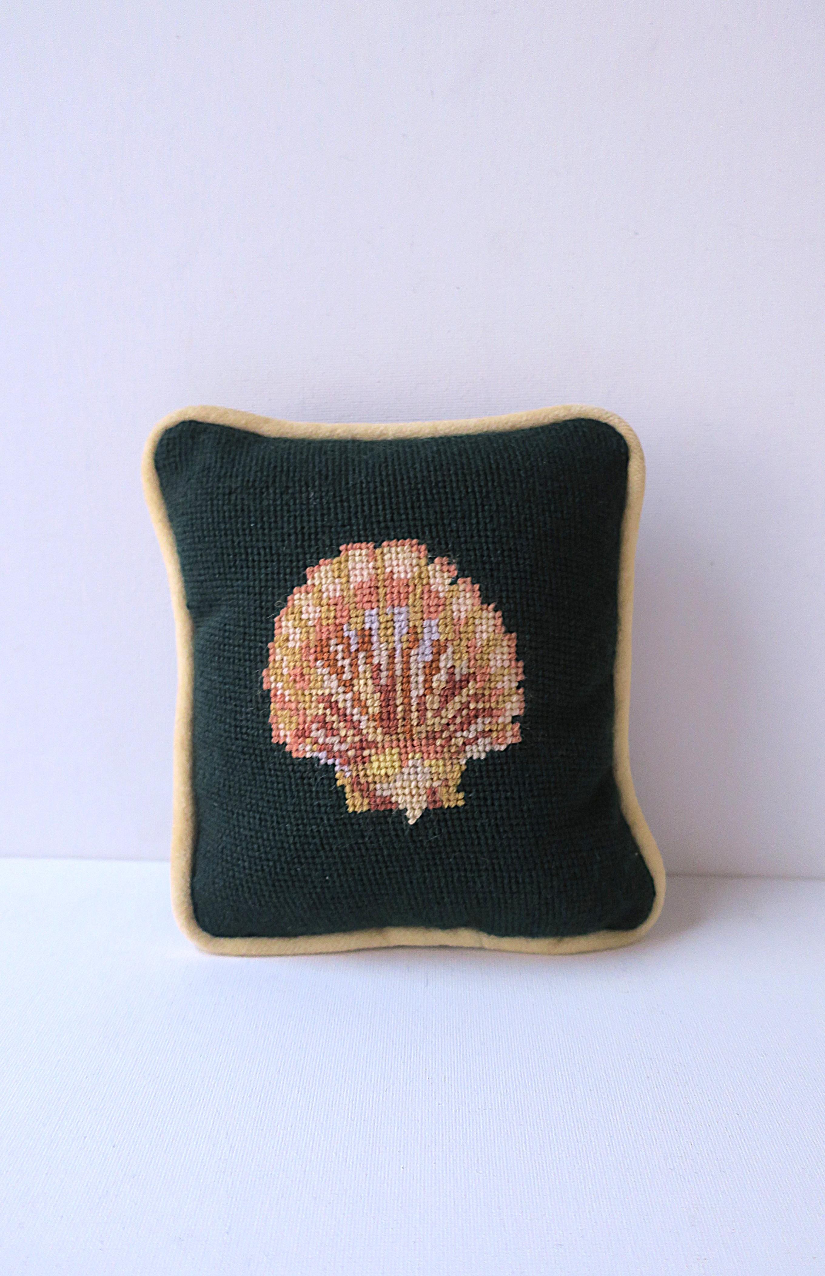 Needlepoint Pillow Scallop Seashell For Sale at 1stDibs