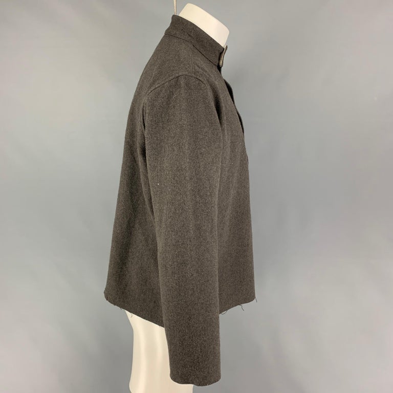 NEEDLES Size M Gray Wool Nylon Half Placket Jacket For Sale at 1stDibs