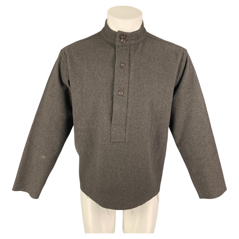 NEEDLES Size M Gray Wool Nylon Half Placket Jacket For Sale at 1stDibs