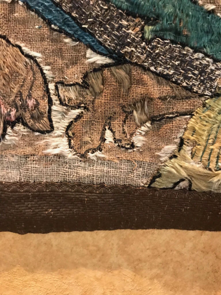 Needlework Tapestry with Intricate Shield and Floral Designs For Sale ...