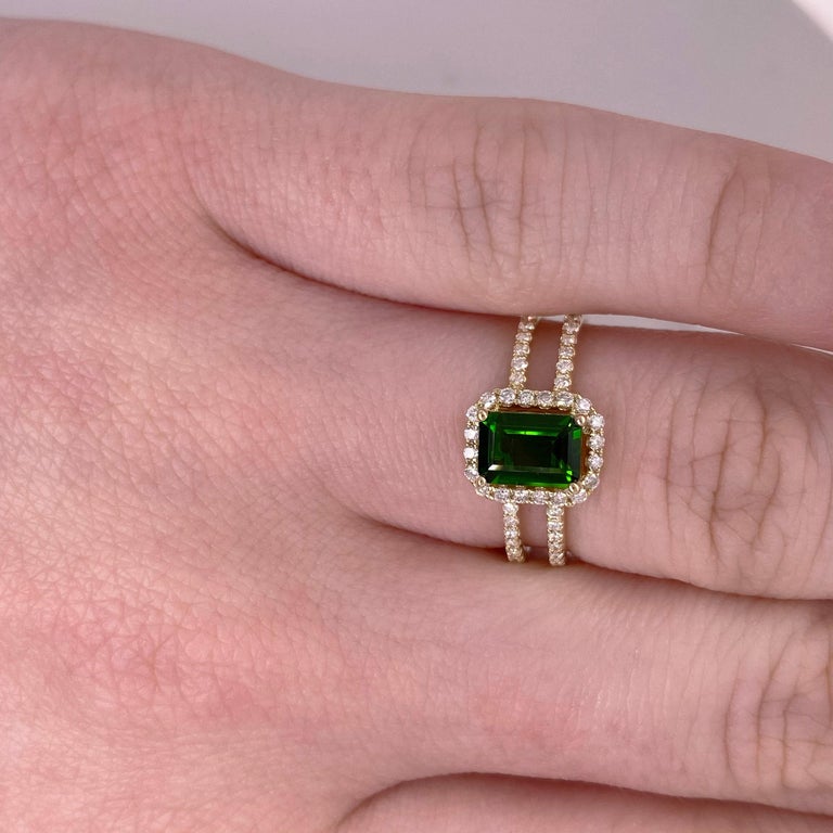 Customizable Negative Space Diamond Ring w Genuine Russalite Natural ...