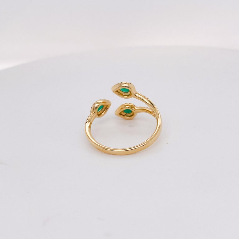 Customizable Negative Space Emerald and Diamond Ring Pear Shaped ...