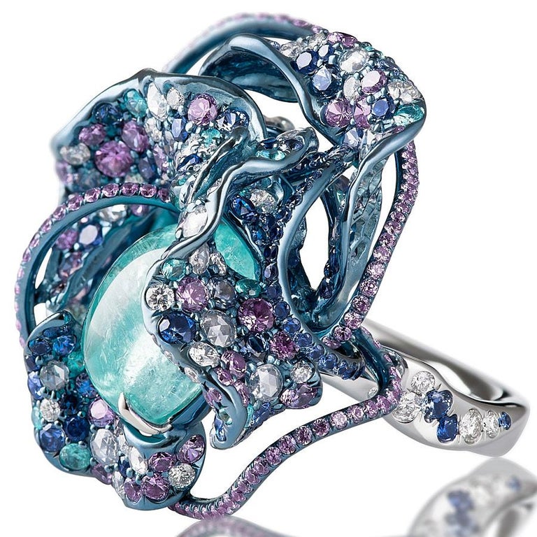 Neha Dani Paraiba Tourmaline, Sapphire, Diamond on Titanium and Gold ...