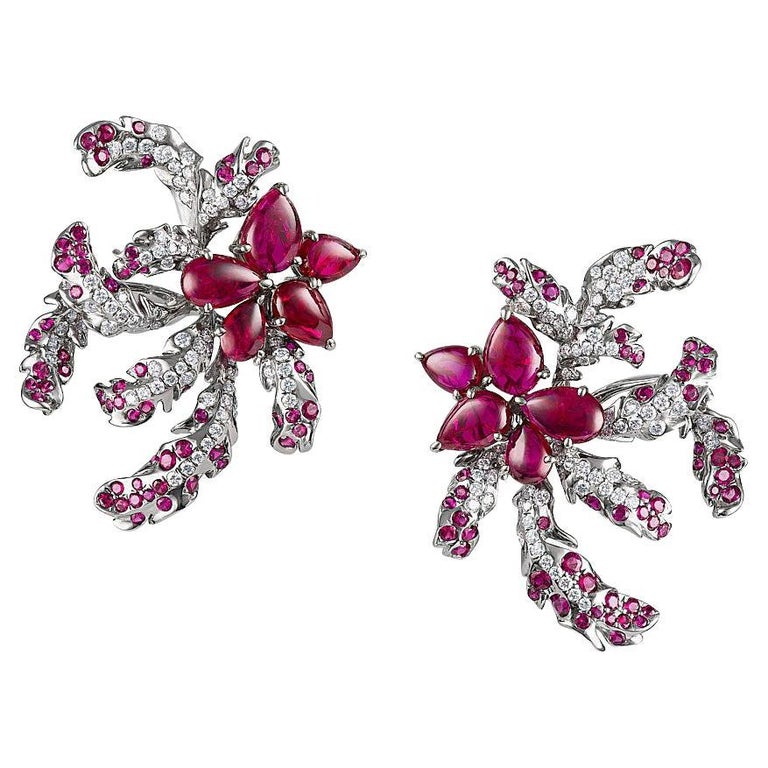 Neha Dani Ruby Pear Cabochon and Ruby Set with Diamonds, Roseate ...