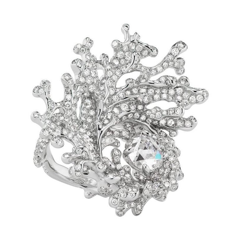 Neha Dani White Diamonds Set in White Gold Nerida Ring For Sale at 1stDibs