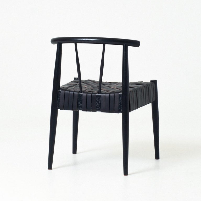Neil Chair, Modern Wood and Leather Weave Dining Chair For Sale at 1stDibs