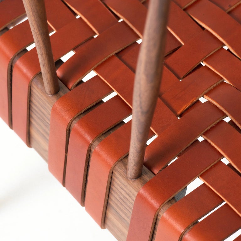 Neil Chair, Modern Wood and Leather Weave Dining Chair For Sale at 1stDibs