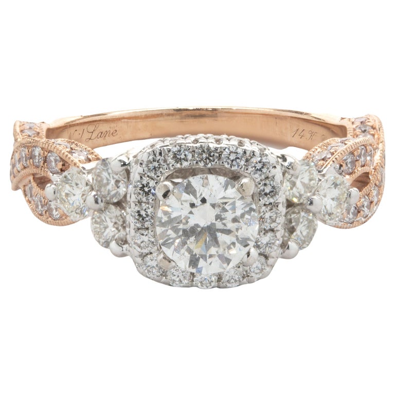 Neil Lane 14k White and Rose Gold Round Brilliant Cut Diamond ...