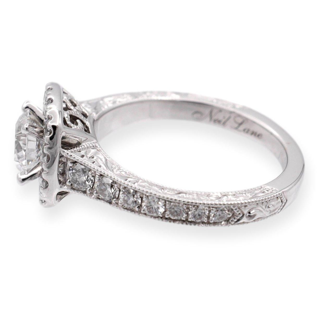 Neil Lane 14K White Gold Cluster 1.19ct TW Round Halo Diamond ...