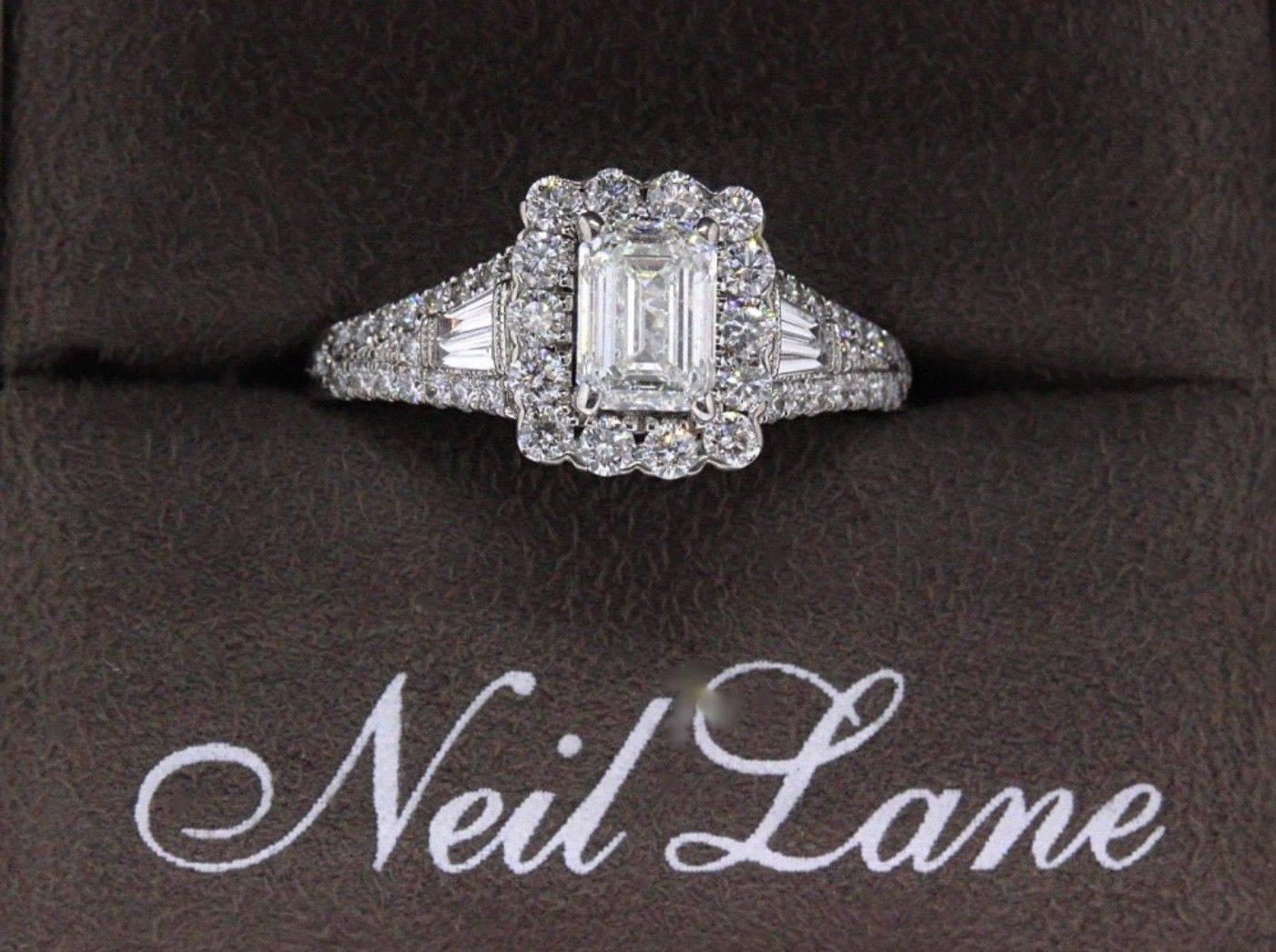 Neil Lane Emerald Cut Diamond 1 7/8 Carat Engagement Ring 14 Karat ...