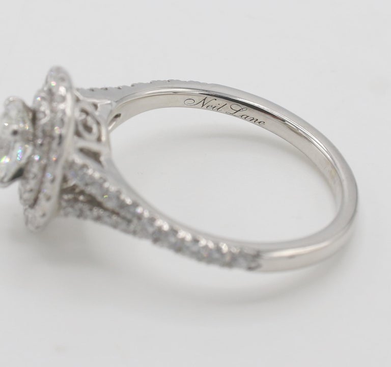 Neil Lane Oval Double Halo Diamond Engagement Ring and Wedding Band Set ...