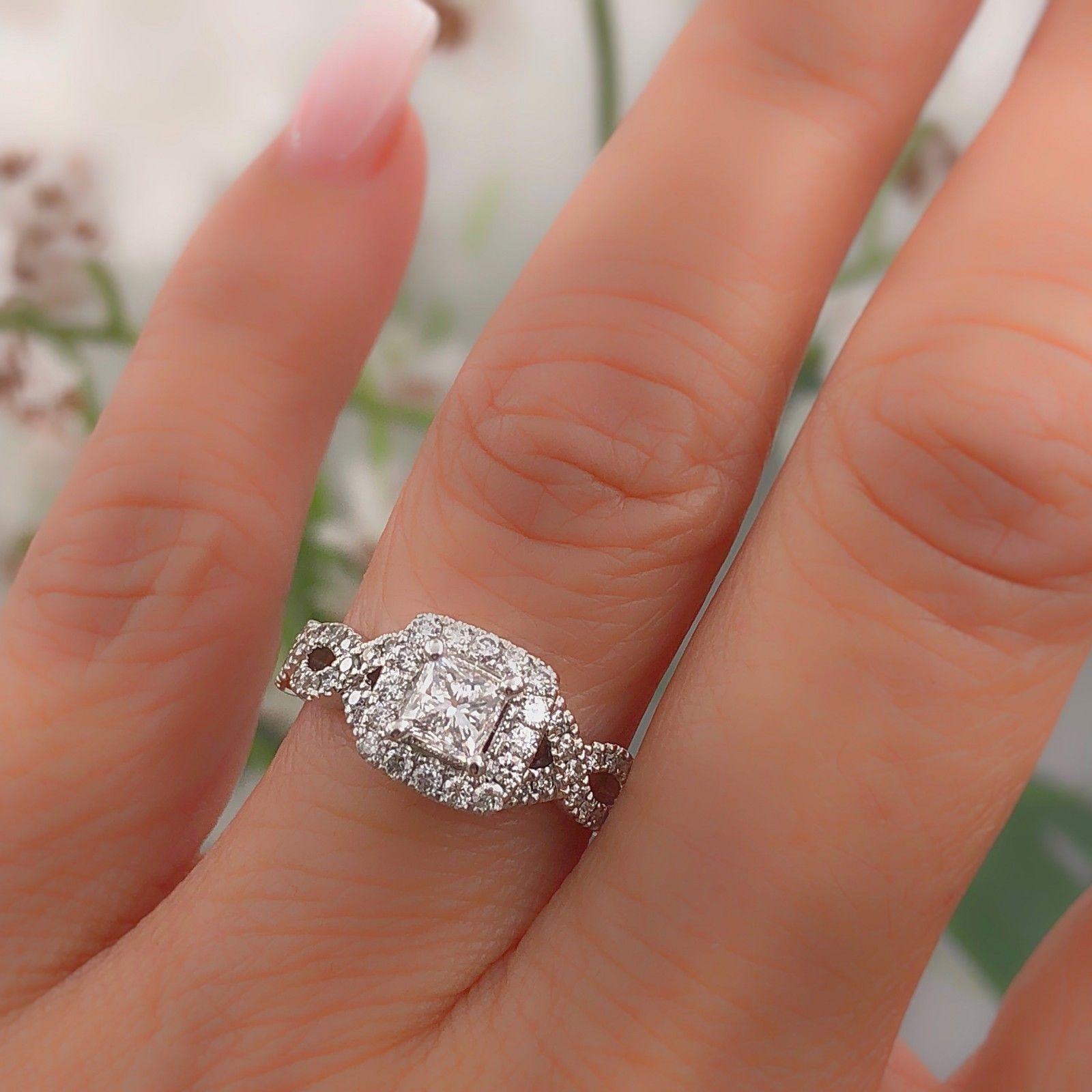 Neil Lane Princess 1.00 Carat Princess Cut Diamond Ring 14 Karat White ...