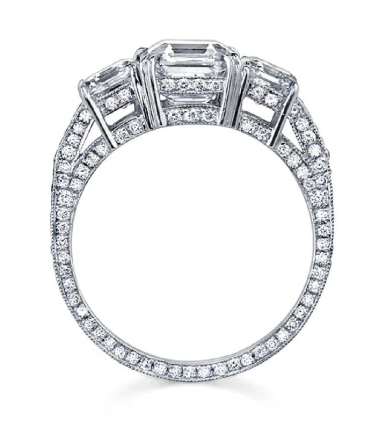 Neil Lane Couture Design "Three Stone" Square Emerald Cut Diamond ...