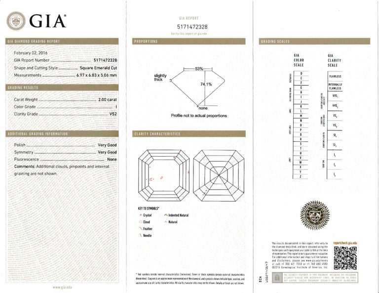 Neil Lane Couture Design "Three Stone" Square Emerald Cut Diamond ...
