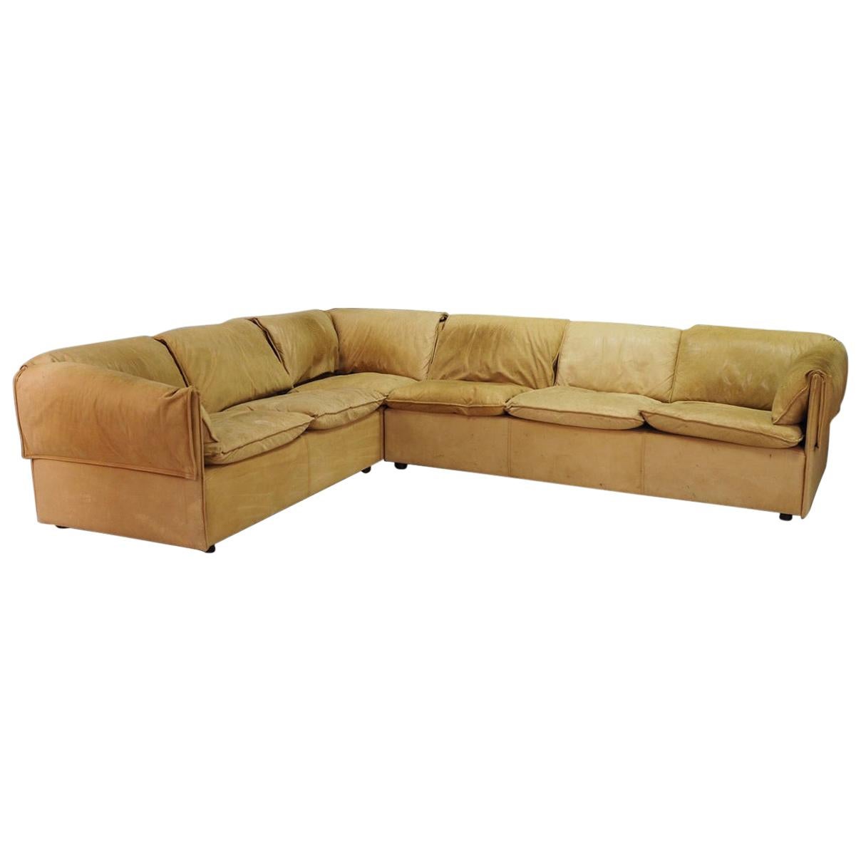 N. Eilersen Corner Leather Sofa Leather 1970s Vintage For Sale at 1stDibs
