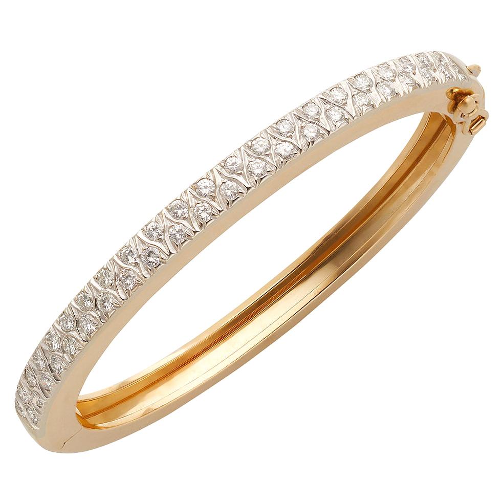 Diamond and 18K Gold Bangle Stackable Bracelets at 1stDibs