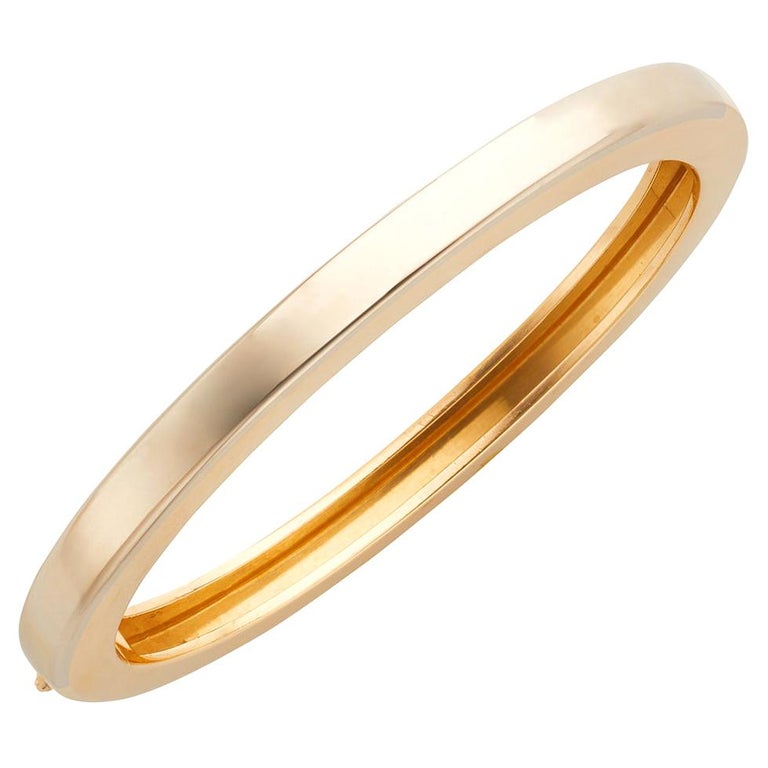 Neiman Marcus 18k Gold Polished Bangle Bracelet For Sale at 1stDibs