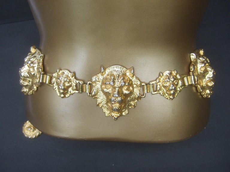 Neiman Marcus Italian Gilt Metal Lion Medallion Link Belt c 1980s at ...