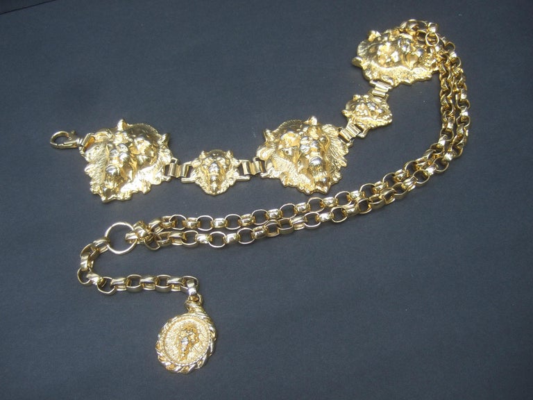 Neiman Marcus Italian Gilt Metal Lion Medallion Link Belt c 1980s at ...