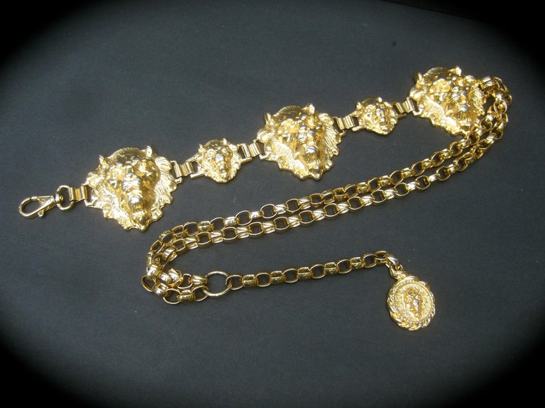 Neiman Marcus Italian Gilt Metal Lion Medallion Link Belt c 1980s at ...
