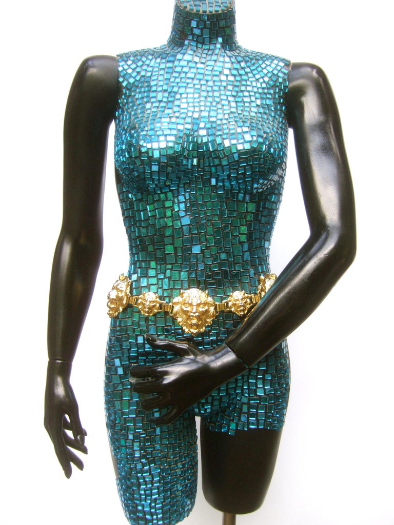 Neiman Marcus Italian Gilt Metal Lion Medallion Link Belt c 1980s at ...