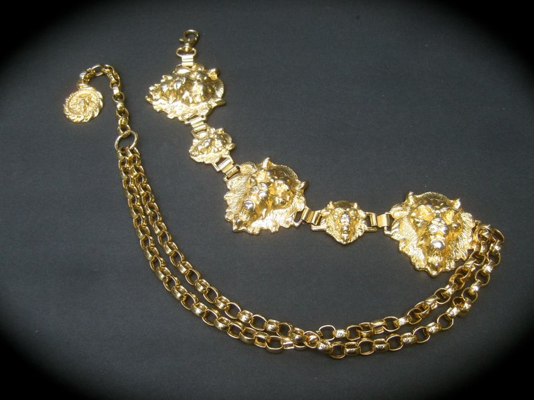 Neiman Marcus Italian Gilt Metal Lion Medallion Link Belt c 1980s at ...