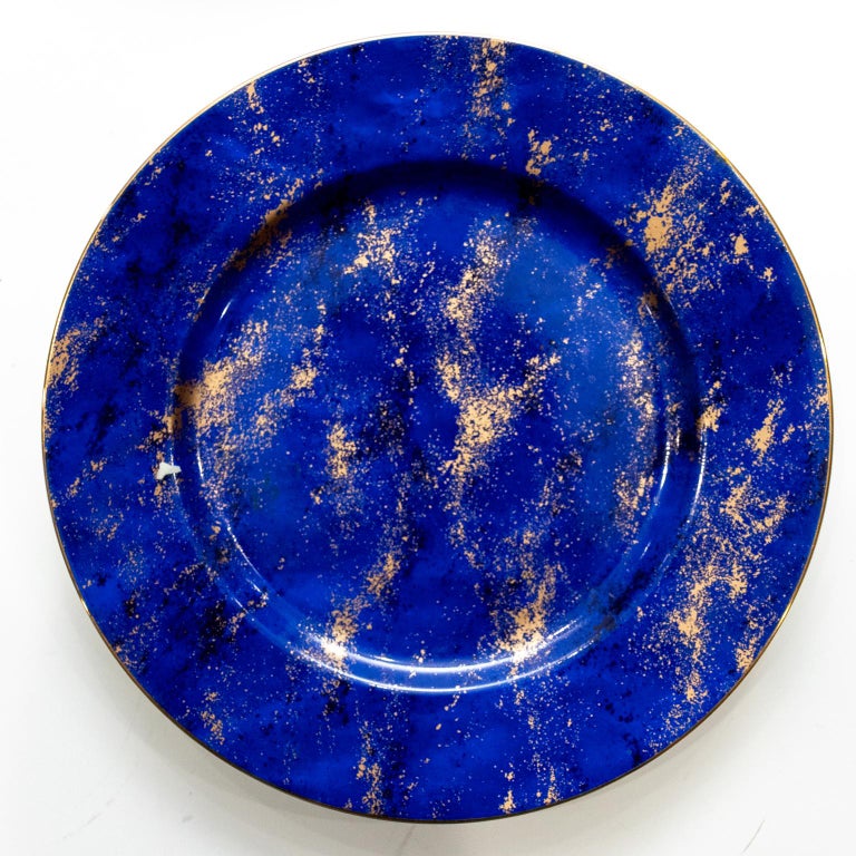 Neiman Marcus Set of Ten Blue and Gold Chargers For Sale at 1stDibs