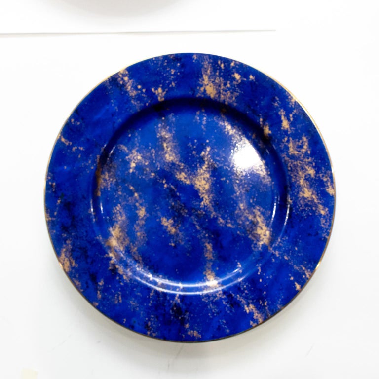 Neiman Marcus Set of Ten Blue and Gold Chargers For Sale at 1stDibs