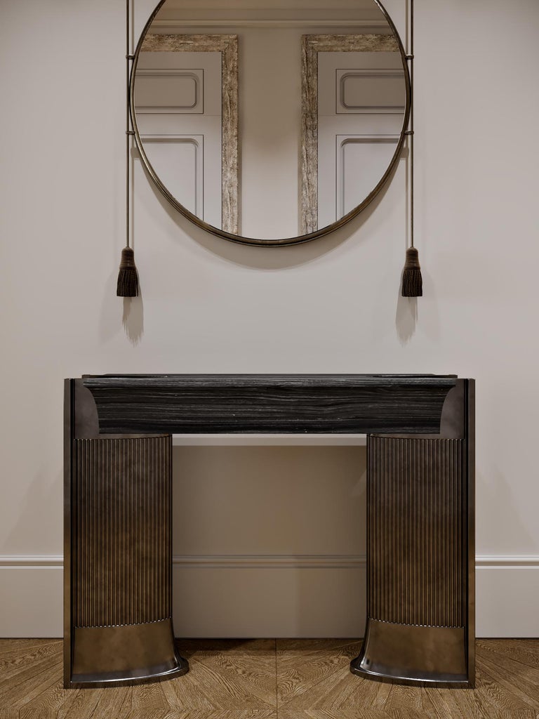 Nekkar Modern Luxury Console Table with Art Deco Twist Metal Coated ...