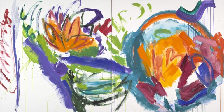 Neltje - Heartbeat 2019- White, purple, orange 48 X 96 Diptych For Sale ...