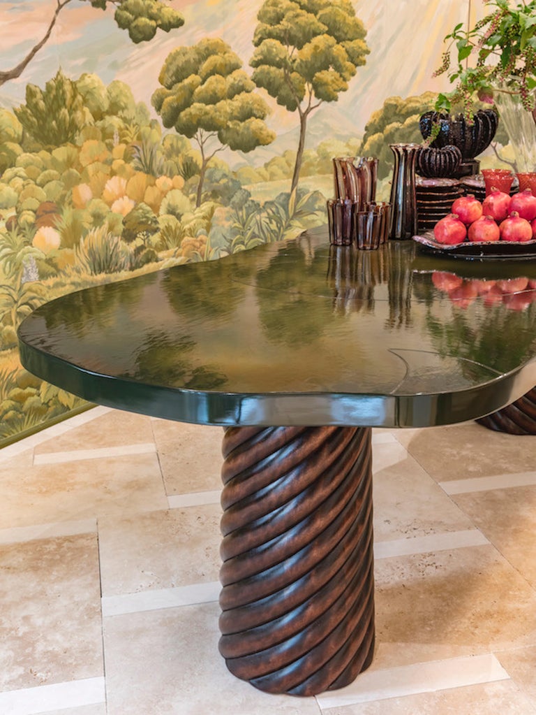 Nenuphar Dining Table in Cloudy Green Lacquer by Laura Gonzalez For ...