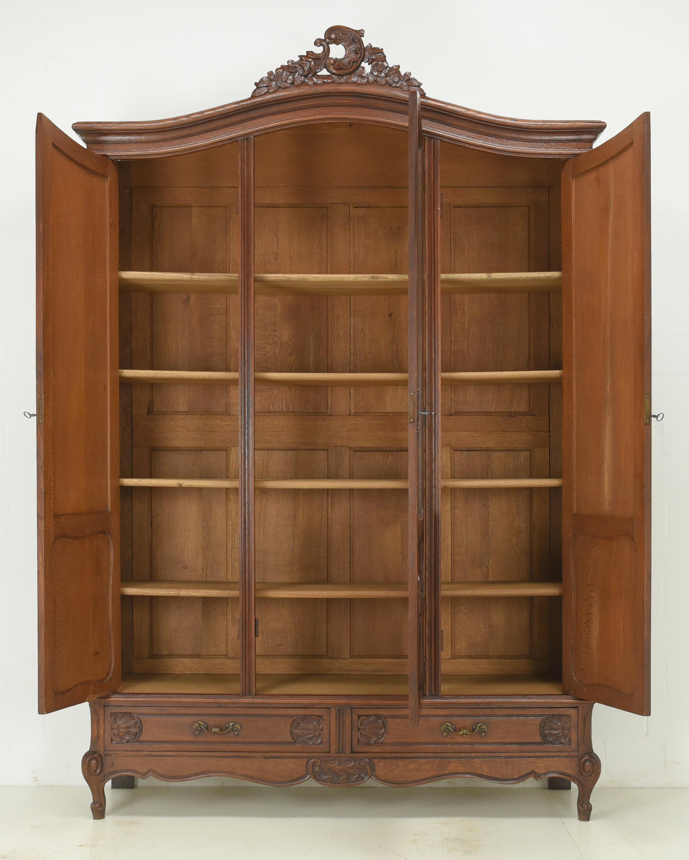 Neo-Baroque Bookcase / Display Cabinet in Solid Oak, 1920 For Sale at ...