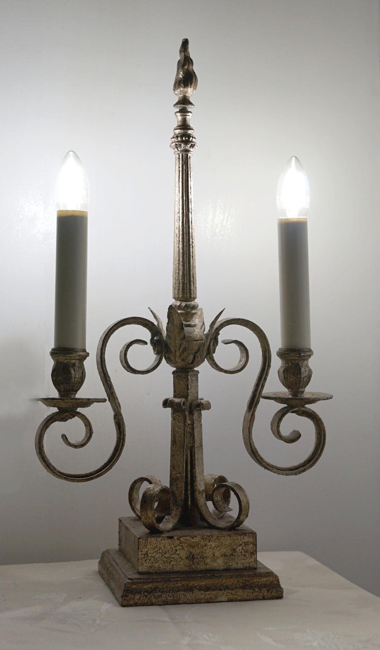 Neoclassical Gilt Candelabra Style Two Candle Table Lamp For Sale at ...