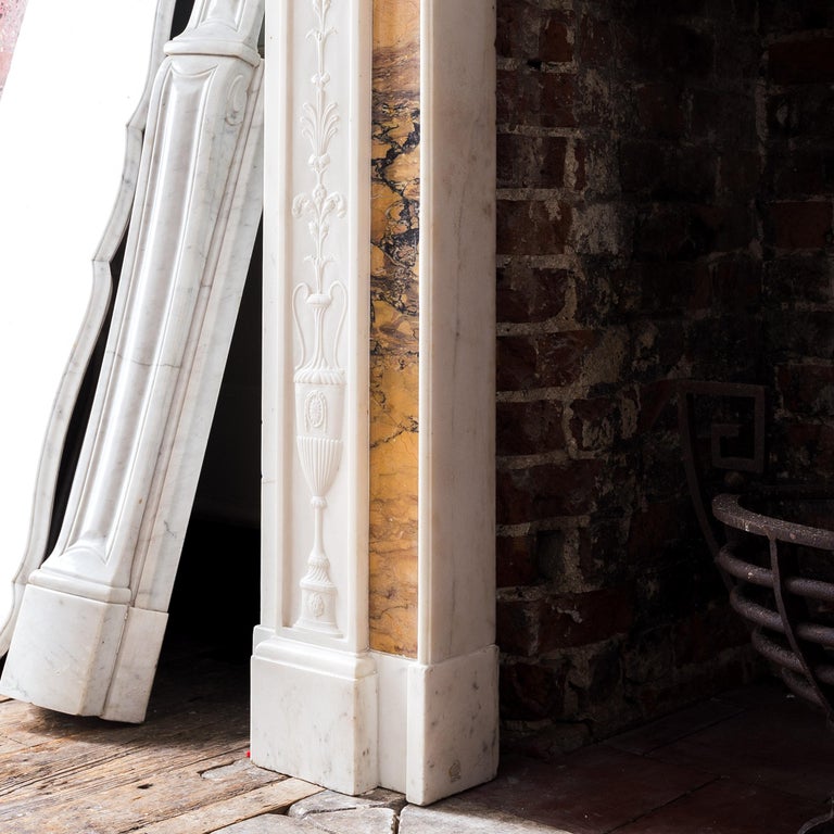 Neo-Classical Statuary and Sienna Marble Chimneypiece For Sale at 1stDibs