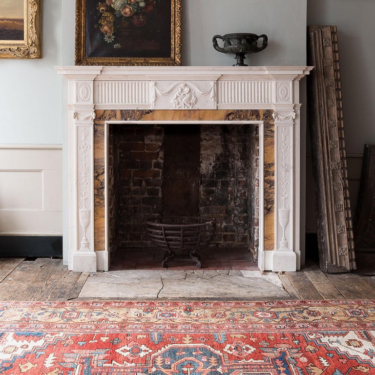 Neo-Classical Statuary and Sienna Marble Chimneypiece For Sale at 1stDibs