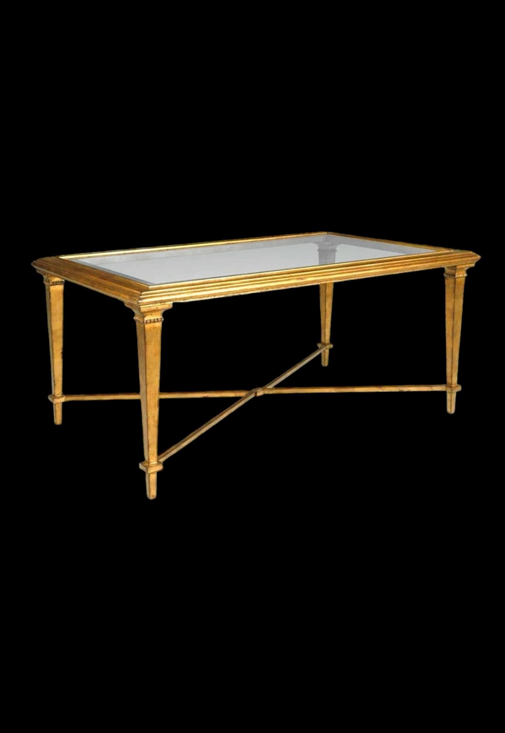 Neo-Classical Style Gilt Metal and Glass Coffee Table Niermann Weeks For Sale at 1stDibs