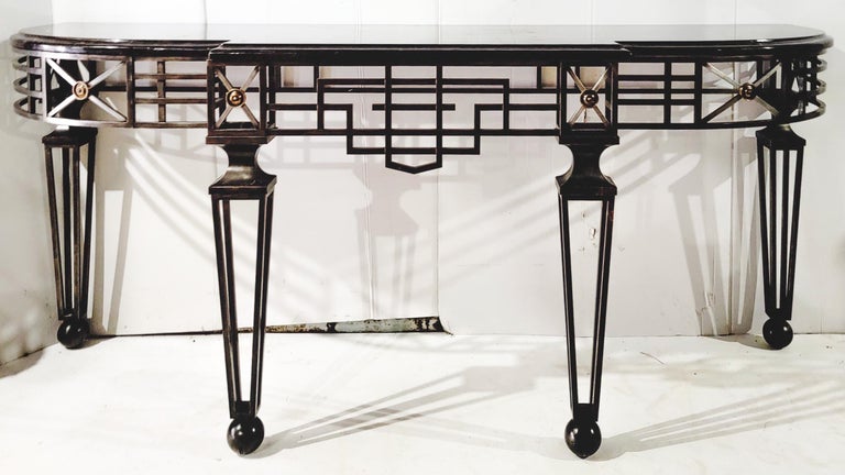 Neo-Classical Style Italian Iron, Brass and Granite Console Table, 2 ...