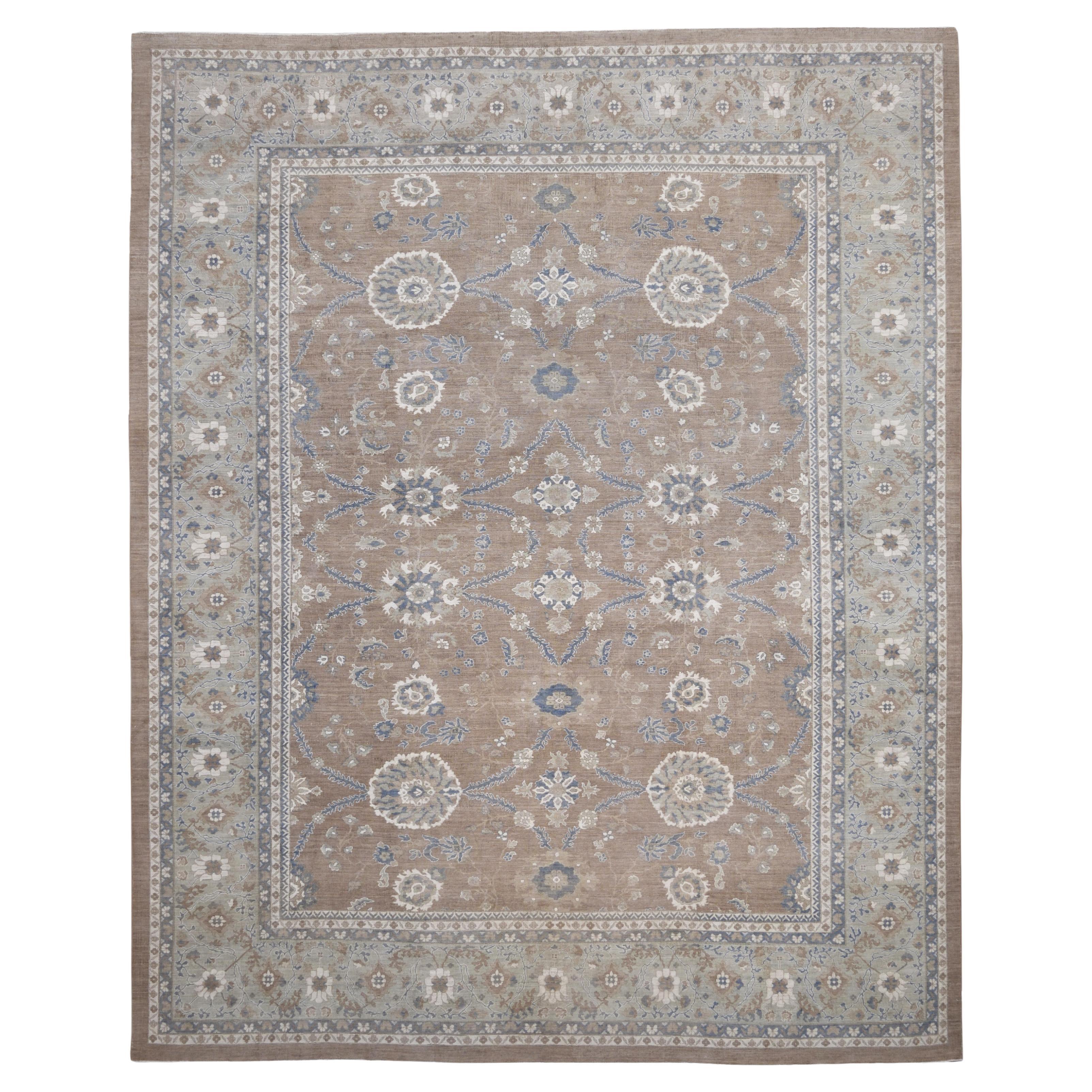 Neo-Classical Sultanabad Pattern Taupe Blue Wool Rug 11'10''x14'10 ...