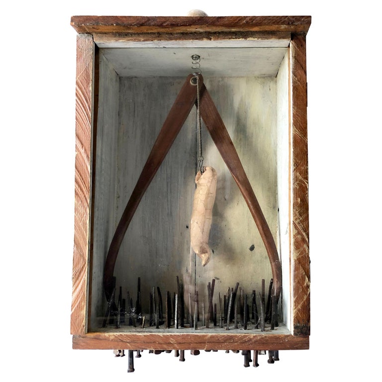 Neo Dada Mixed Media Found Object Assemblage Box with Nails For Sale at ...