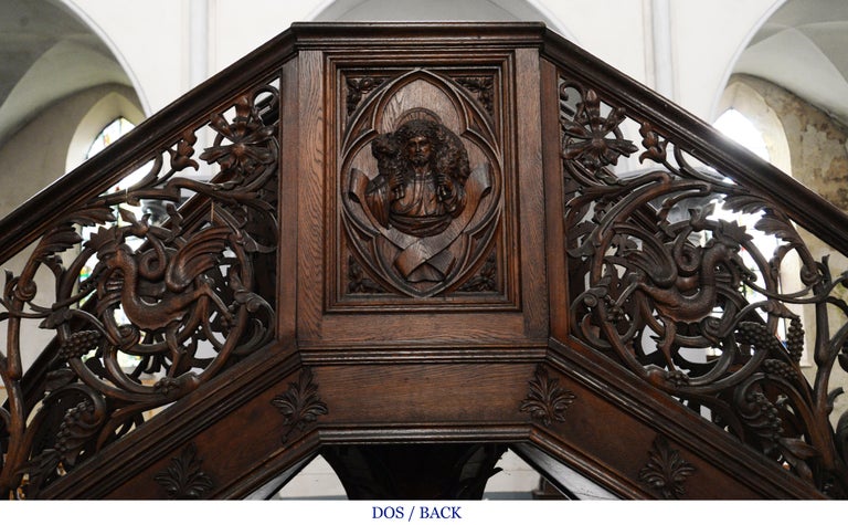 Neo-Gothic style preaching pulpit in oak For Sale at 1stDibs