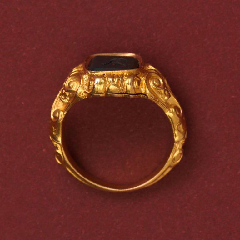 Neo Renaissance Gold And Bloodstone 'A' Signet Ring with Secret ...