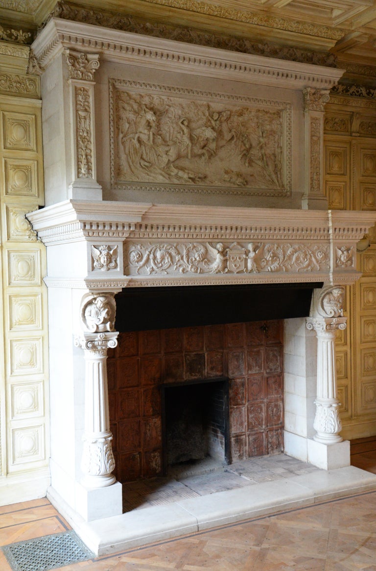 Neo-Renaissance Style Stone Fireplace For Sale at 1stDibs