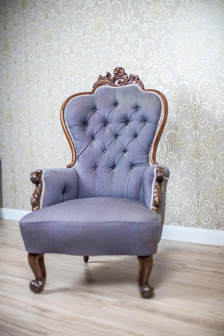 Neo-Rococo Walnut Armchair with Violet Fabric, circa 1860 For Sale at ...